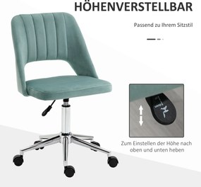 Židle Vinsetto, výškově nastavitelná kancelářská židle bez opěrek, otočná kancelářská židle s sametovým vzhledem, ergonomická make-up židle do ložnic…