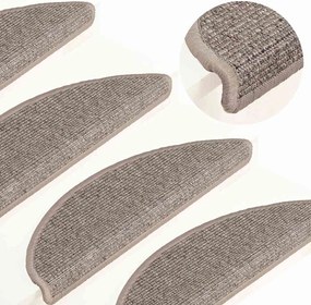 Schodové rohože 15 ks 56 x 17 x 3 cm tmavě béžové, půlkulaté 326896