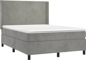 Box spring postel s matrací světle šedá 140x200 cm samet 3132561
