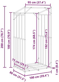 vidaXL Stojan na palivové dřevo s krytem proti dešti 100x80x200 cm
