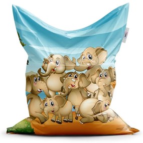 Sedací vak Classic sloni - dětský, barevná