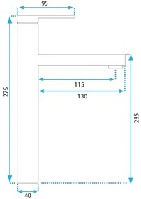 REA-B6215 - Umyvadlová baterie PIXEL 27,5 cm zlatá