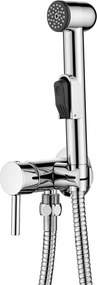 Aqualine Aqualine, Podomítková bidetova baterie se Stop sprškou, hadice 1,2m, kulatá, chrom, SK302