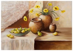 Gario Ručně malovaný obraz Žluté květy ve váze Rozměry: 120 x 80 cm