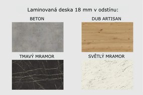 Wersal Příruční odkládací stolek Nori 56 cm - tmavý mramor