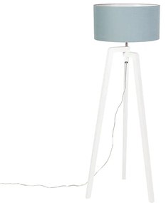Stojací lampa stativ bílé dřevo s minerálním odstínem 50 cm - Puros