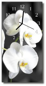 Skleněné hodiny vertikální  Orchid květiny bílé 30x60 cm