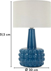 Bílá/modrá keramická stolní lampa s textilním stínidlem (výška 51,5 cm) Gress – Mauro Ferretti