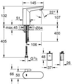 GROHE 36366002 - Elektronická umyvadlová baterie GET E lesklý chrom