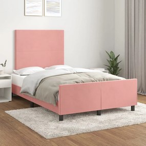 Rám postele s čelem růžový 120 x 200 cm samet 3125628