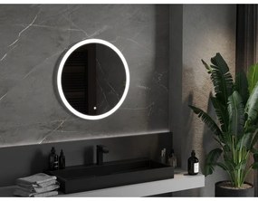 Mexen Oro, kulaté LED podsvícené koupelnové zrcadlo 70 cm, 6000K, topná podložka proti zamlžování, 9824-070-070-611-00
