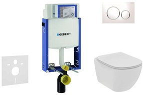 Geberit Kombifix - Set předstěnové instalace, klozetu a sedátka Ideal Standard Tesi, tlačítka Sigma20, Rimless, SoftClose, bílá/chrom 110.302.00.5 NE4