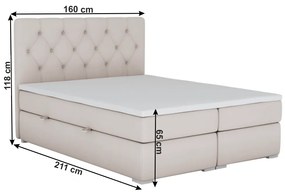 Postel boxspring, béžová, 160x200, ESHLY