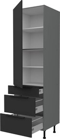 ARIA ab | vysoká skříňka 60 DKS-215 3S1F potravinová | UNI DVÍŘKA | 60 cm | PREMIUM BOX | antracit/černá
