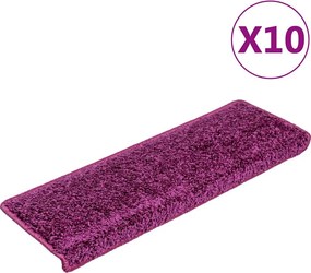 Schodové rohože 10 ks 65 x 21 x 4 cm fialové s obdélníkovým okrajem 149825