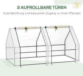 Outsunny mini skleník fóliový skleník 180x90x90cm se 2 rolovacími okny z PE fólie pro zahradní balkon | Aosom.de