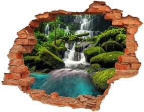 Wallmuralia Nálepka 3D díra samolepící Vodopád v pralese 90x70 cm