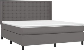 Box spring postel s matrací šedá 160x200 cm umělá kůže 3132511