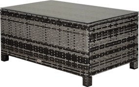 Zahradní boční stůl Outsunny, kávový stůl, patio stůl, poly ratan, šedý, 85 x 50 x 39 cm