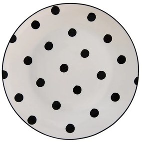 Porcelánový jídelní talíř s černými puntíky Black Dot - Ø 26*2 cm