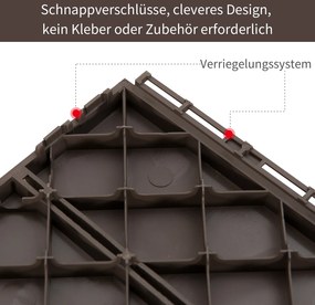 Outsunny plastová dlažba na terasu, sada 9 kusů 30 x 30 cm, protiskluzový design s instalací na sponu, dlažba pro vnitřní i venkovní použití, hnědá |…