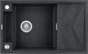 Deante Magnetic, granitový dřez na desku 820x500x219 mm Z/O, 3,5" + prostorově úsporný sifon, 1-komorový, grafitová metalíza, ZRM_G113