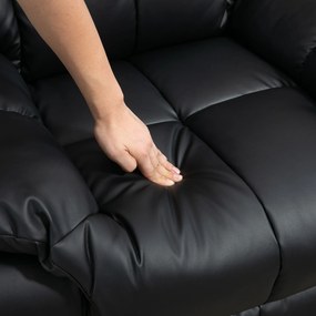 Elektrické polohovací křeslo HOMCOM s masážní funkcí z imitace kůže, dřeva a oceli, černé 94x99x99 cm pro maximální pohodlí