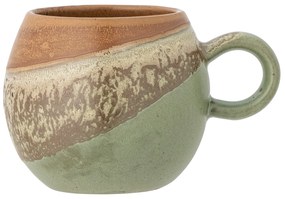 Bloomingville Kameninový hrnek Paula Green 250 ml, zelená barva, hnědá barva, keramika