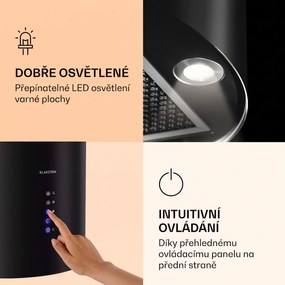 Klarstein Barella, digestoř, 35 cm, ostrůvková, 519 m³/h, LED, stříbrná