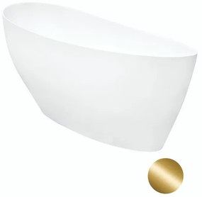 Besco Volně stojící vana z litého mramoru Keya 165x70 Barva: Bílá, Rozměry (cm): 163,5x70,5, Typ a barva výpustě: Click-Clack s horním čištěním, černá
