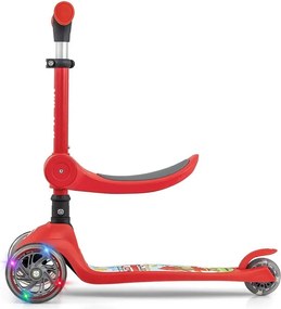Tříkolová balanční koloběžka-scooter se sedátkem FUZZY Milly Mally red