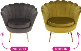 Křeslo ve stylu Art-deco, hořčicová Velvet látka/gold chrom-zlatý, NOBLIN