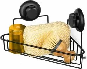 Compactor Bestlock Black Rohová polička do koupelny s přísavkami černá