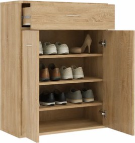 skříňka na boty, botník, 1 zásuvka, 2 dvířka, dřevo, 85x61x36 cm, dub sonoma, Dekorino BB20260062