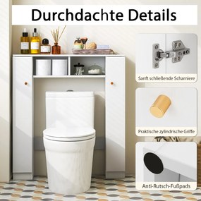 Costway WC skříňka se 2 otevřenými přihrádkami a 4 nastavitelnými policemi