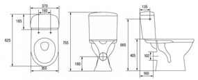 Cersanit MERIDA - WC kombi + pomalu padající sedátko, K03-018