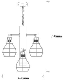 Opviq Stropní svítidlo Erebos - 107-AV, Černá, Dřevěná