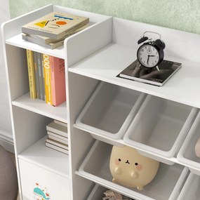 AIYAPLAY dětský úložný nábytek, dětský regál na hračky s 8 odnímatelnými boxy, 140 x 30 x 90 cm, bílý
