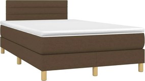 Box spring postel s matrací a LED tmavě hnědá 120x200 cm textil 3133784