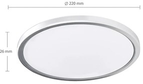 Solight LED osvětlení Acate s ochranou proti vlhkosti, IP54, 18W, 1620lm, 3CCT, 22cm, stříbrná