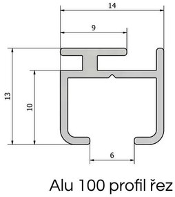 AluDeco Záclonová kolejnice ALU 100, do stěny, s kluznými jezdci, bílá Rozměr produktu: 1 - 100 cm