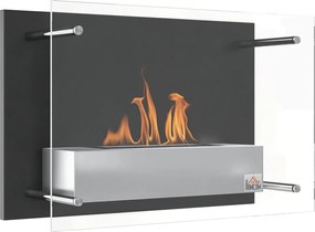 HOMCOM Nástěnný Bioetanolový Krb Ethanolová Kamna Kapacita 1,5 L, 3 Hodiny Hoření, Nerezová Ocel pro 20-25 m² 60x22x40 cm Černá | Aosom