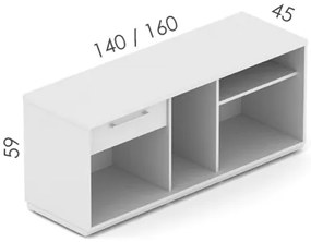 NABYTEK-DESIGNOVY.CZ - DEKB141LP - Komoda kancelářská EPIC, policová s 1 zás., délka 140/160cm,  45cm hloubka, L/P, dub/černá