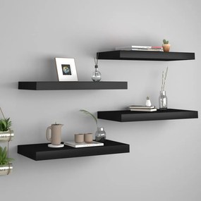 Plovoucí nástěnné police 4 ks černé 50 x 23,5 x 3,8 cm MDF 323831