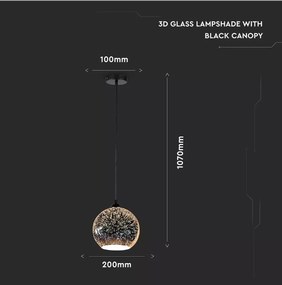 LED Solution Skleněný stříbrný lustr pro žárovku E27 Ø200mm 40121