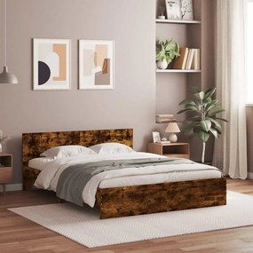Rám postele s čelem a LED osvětlením kouřový dub 150 x 200 cm 3207606