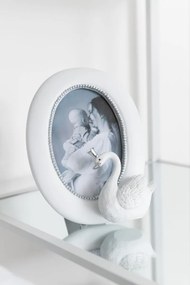 Bílý dekorativní fotorámeček s labutí - 12*15*20 cm / 10*15cm
