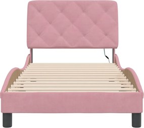 Rám postele s LED bez matrace růžový 90 x 190 cm samet 3213830