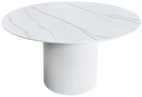 Kulatý jídelní stůl Parthenia 120 cm vzor bílý mramor