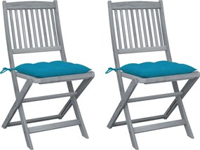 vidaXL Skládací zahradní židle s poduškami 2 ks masivní akáciové dřevo [3064553] Barva: vínová červená